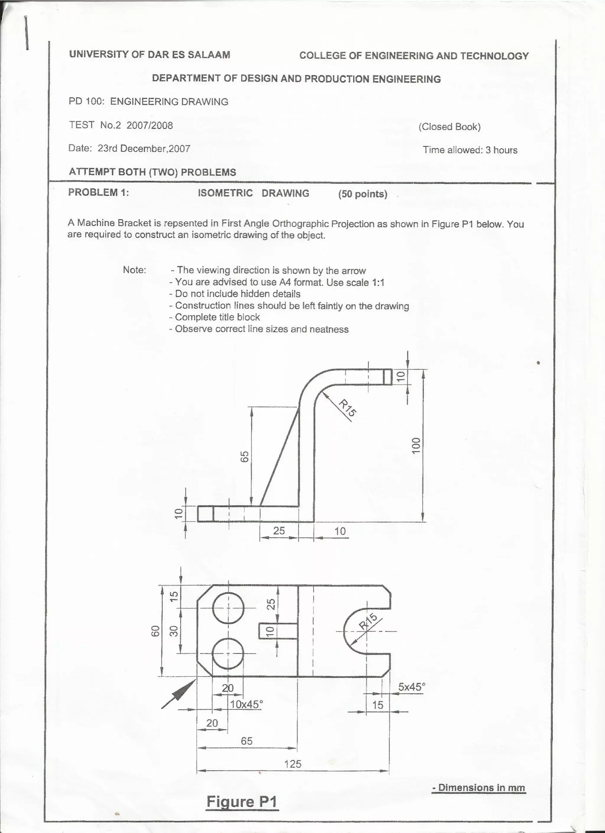 engineering drawing QUESTIONS paper | PDF