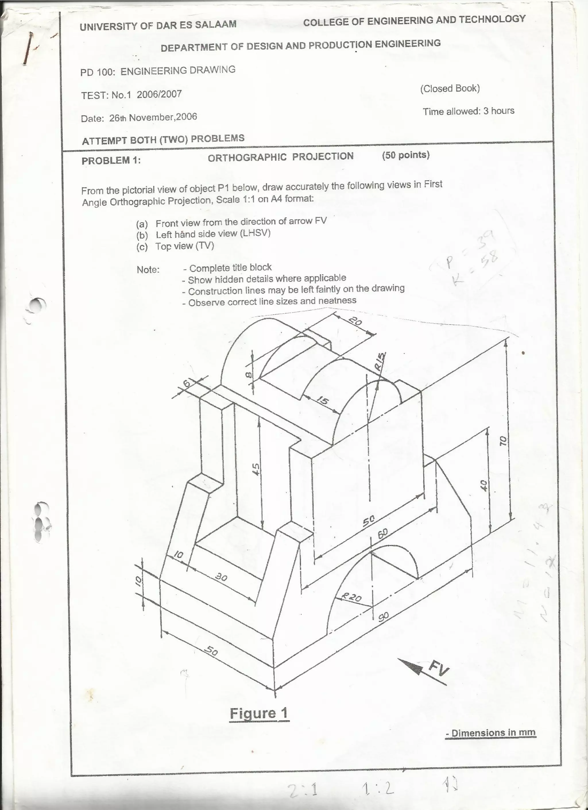 engineering drawing QUESTIONS paper | PDF