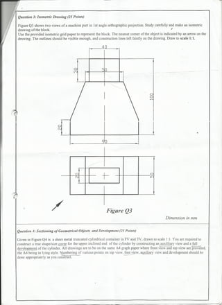 engineering drawing QUESTIONS paper | PDF