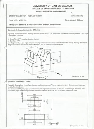 engineering drawing QUESTIONS paper | PDF