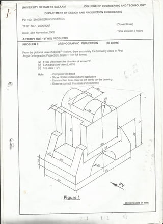engineering drawing QUESTIONS paper | PDF