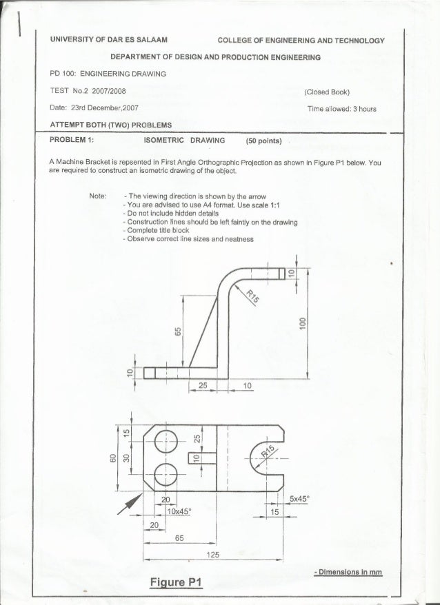 Engineering Drawing Questions Paper