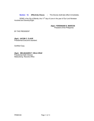 Environmental Laws PD 1586 | PDF