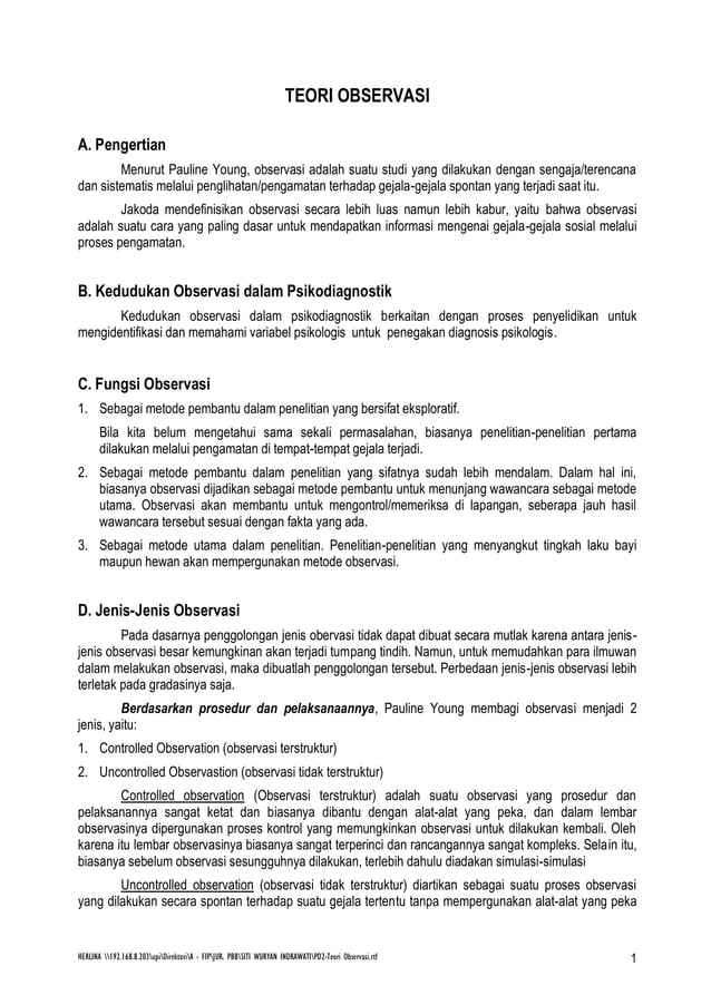 Pd2 teori observasi | PDF