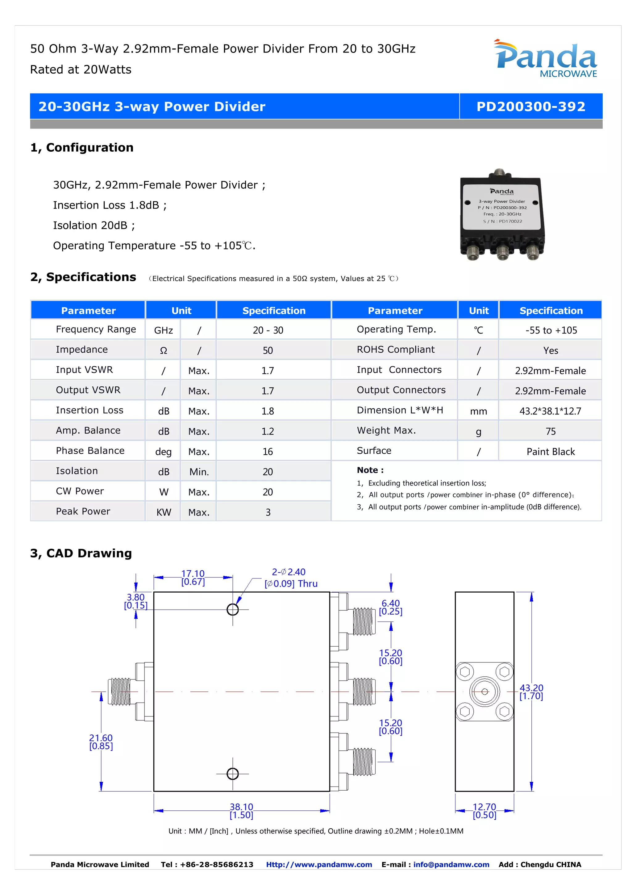 20-30 GHz 3 way Power Divider | PDF | Technology & Computing