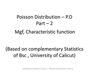 Poisson Distribution Part 2 | PPT