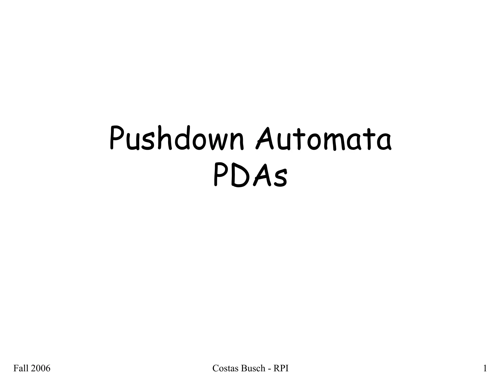Pushdown Automata | PPT
