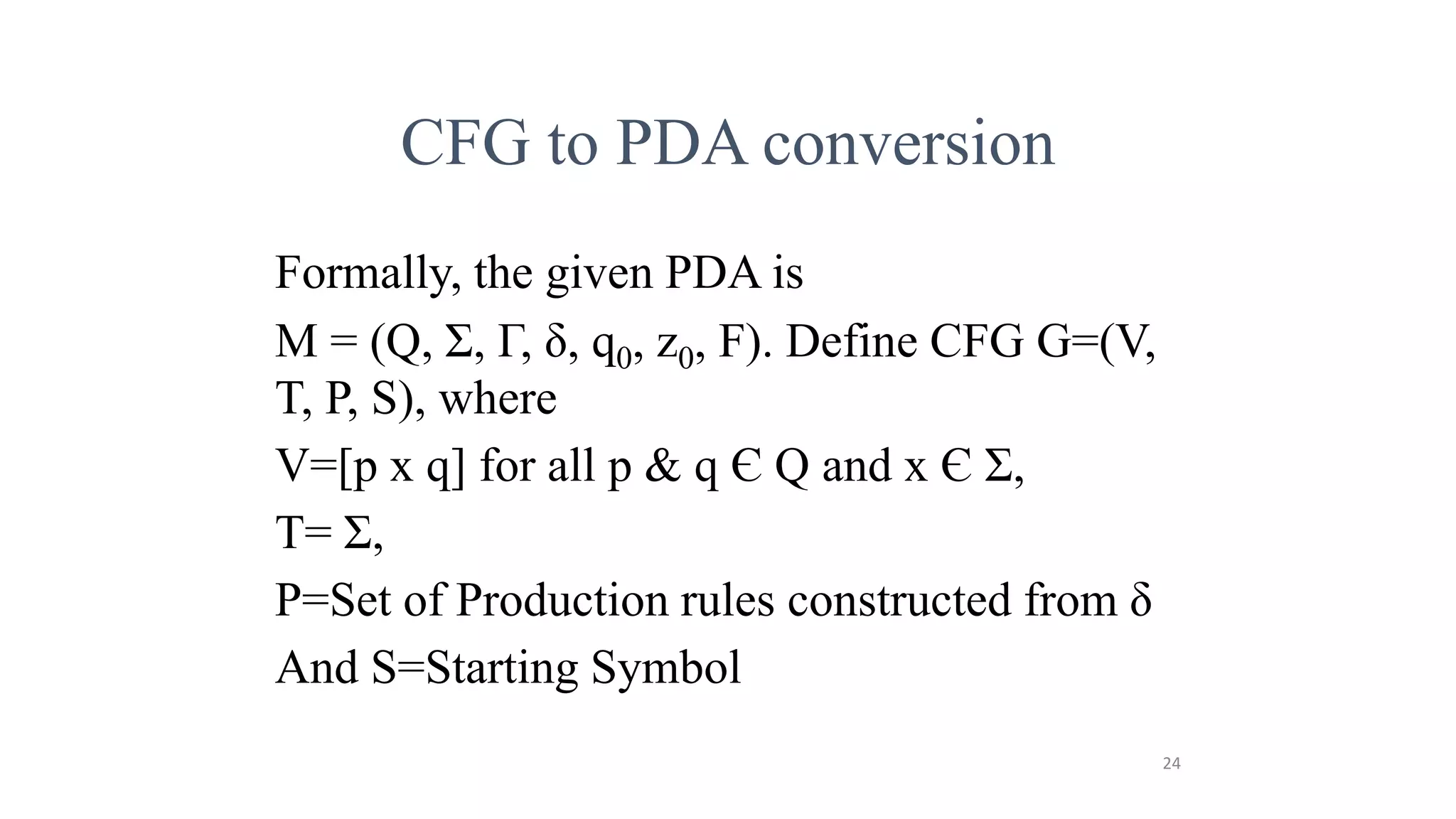 Automata theory - Push Down Automata (PDA) | PPTX