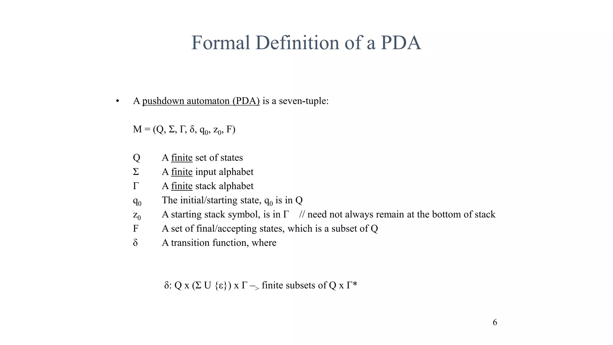 Automata theory - Push Down Automata (PDA) | PPTX