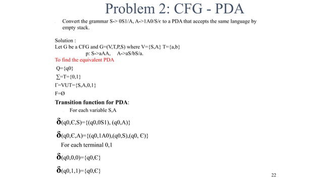 Automata theory - Push Down Automata (PDA) | PPTX