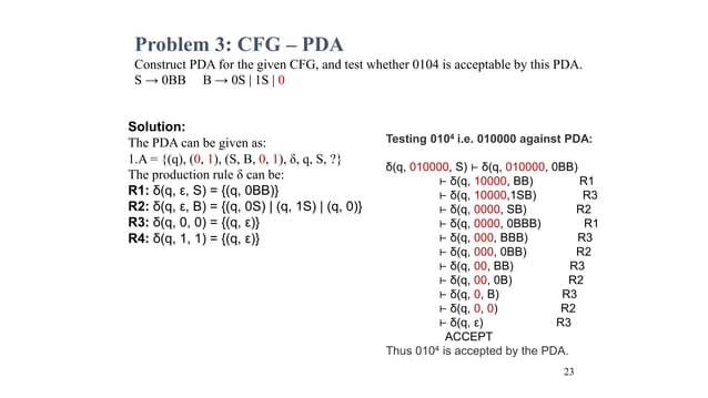 Automata theory - Push Down Automata (PDA) | PPTX