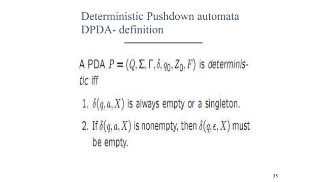 Automata theory - Push Down Automata (PDA) | PPTX