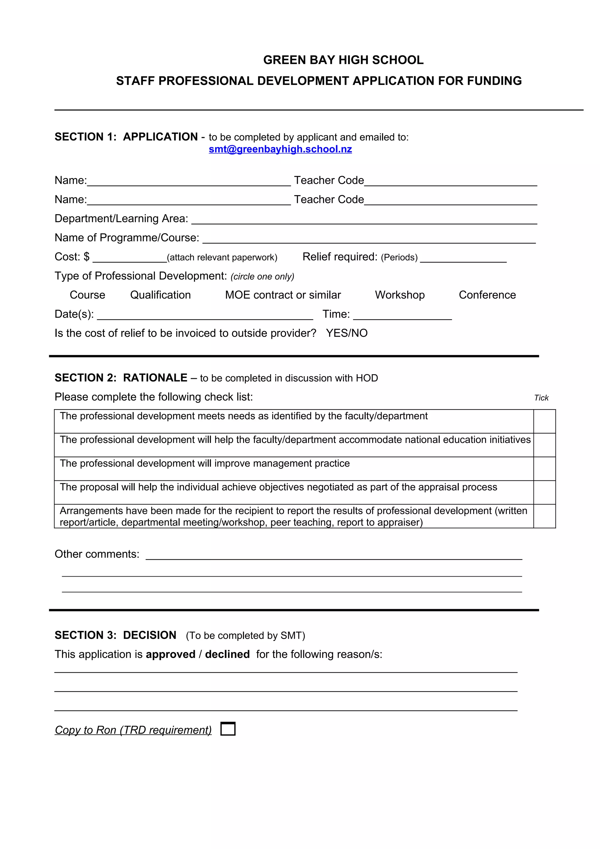 Pd Application Form | DOC