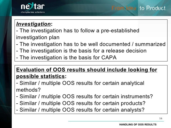 Handling OOS results