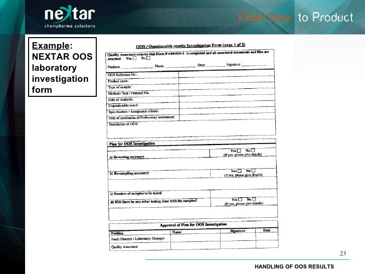 Handling OOS results