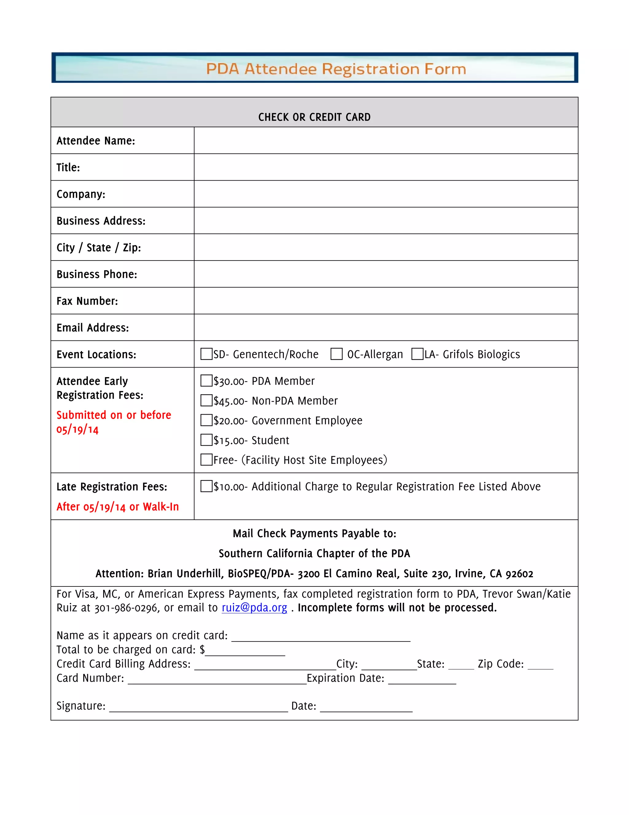 PDA Registration Forms- May 2014 | PDF