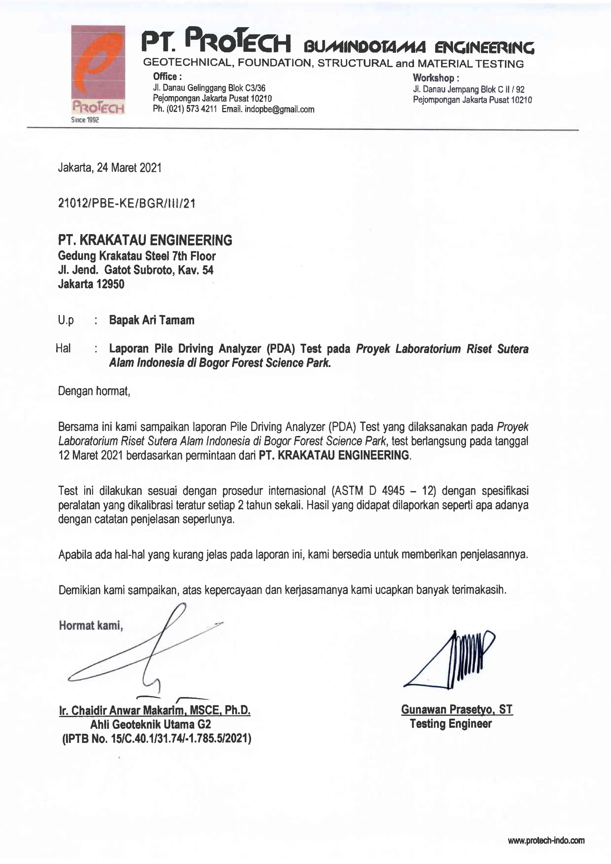 PDA Report Proyek Lab. Riset Sutera Alam.PDF