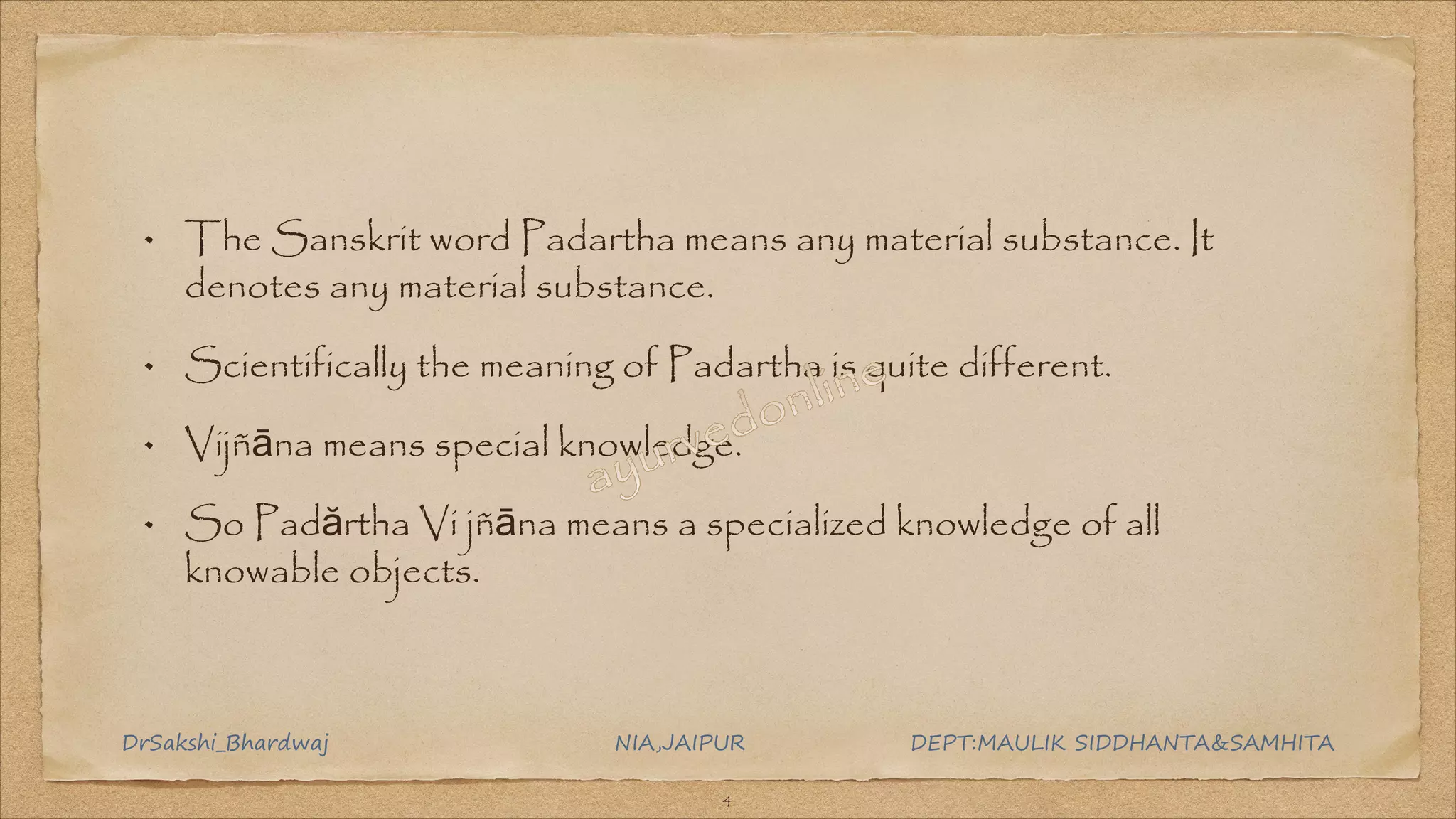 padartha nirupana as per NCISM syllabus | PDF