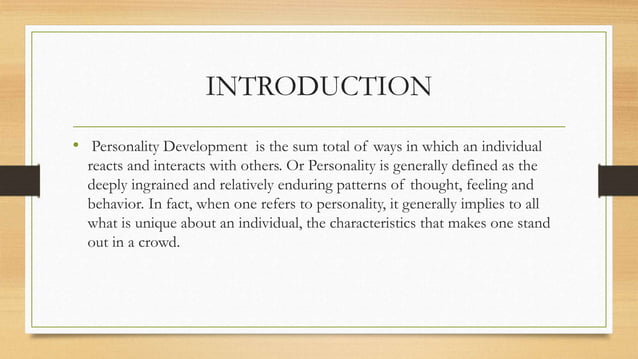 frankfinn personality development assignment | PPTX