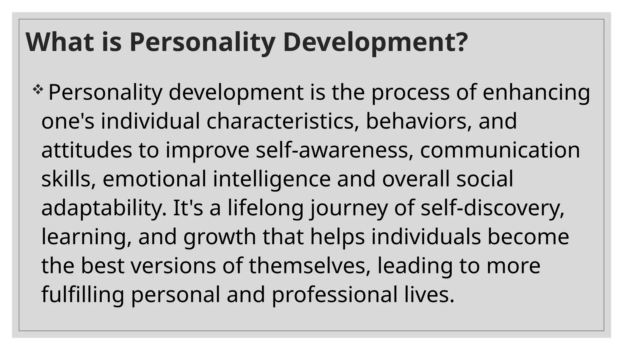 Personality Development Presentation Doc | PPTX
