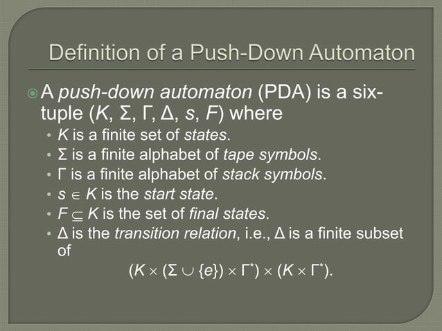 PUSH DOWN AUTOMATA VS TURING MACHINE | PPTX