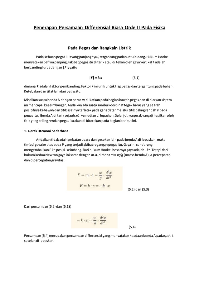 aplikasi persamaan differensial biasa orde 2 | DOCX