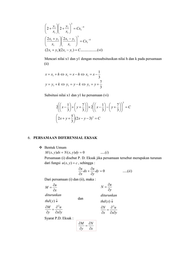 Persamaan Diferensial Biasa (PDB) Orde 1 | PDF
