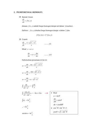 Persamaan Diferensial Biasa (PDB) Orde 1 | PDF