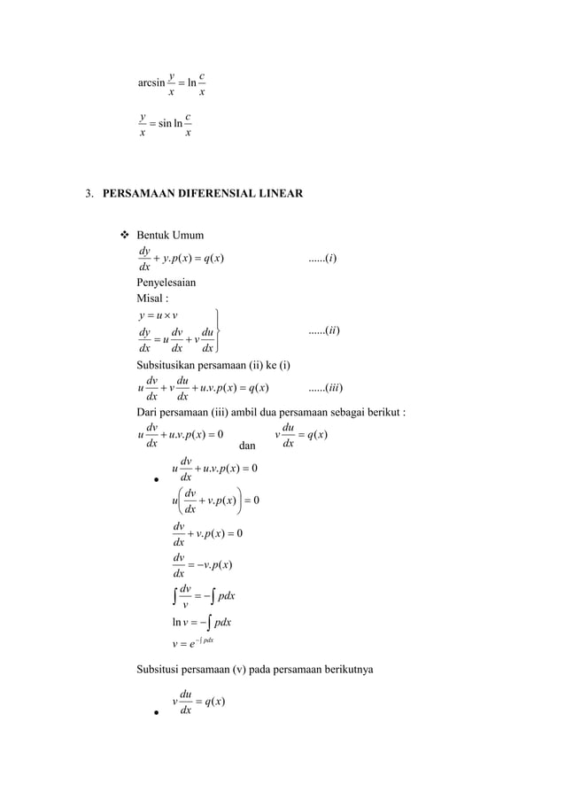 Persamaan Diferensial Biasa (PDB) Orde 1 | PDF