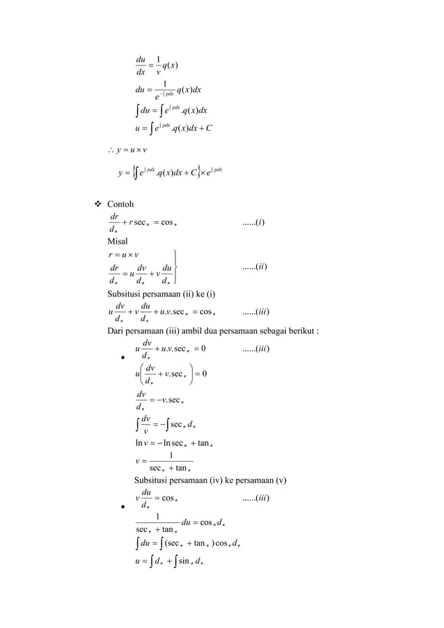 Persamaan Diferensial Biasa (PDB) Orde 1 | PDF