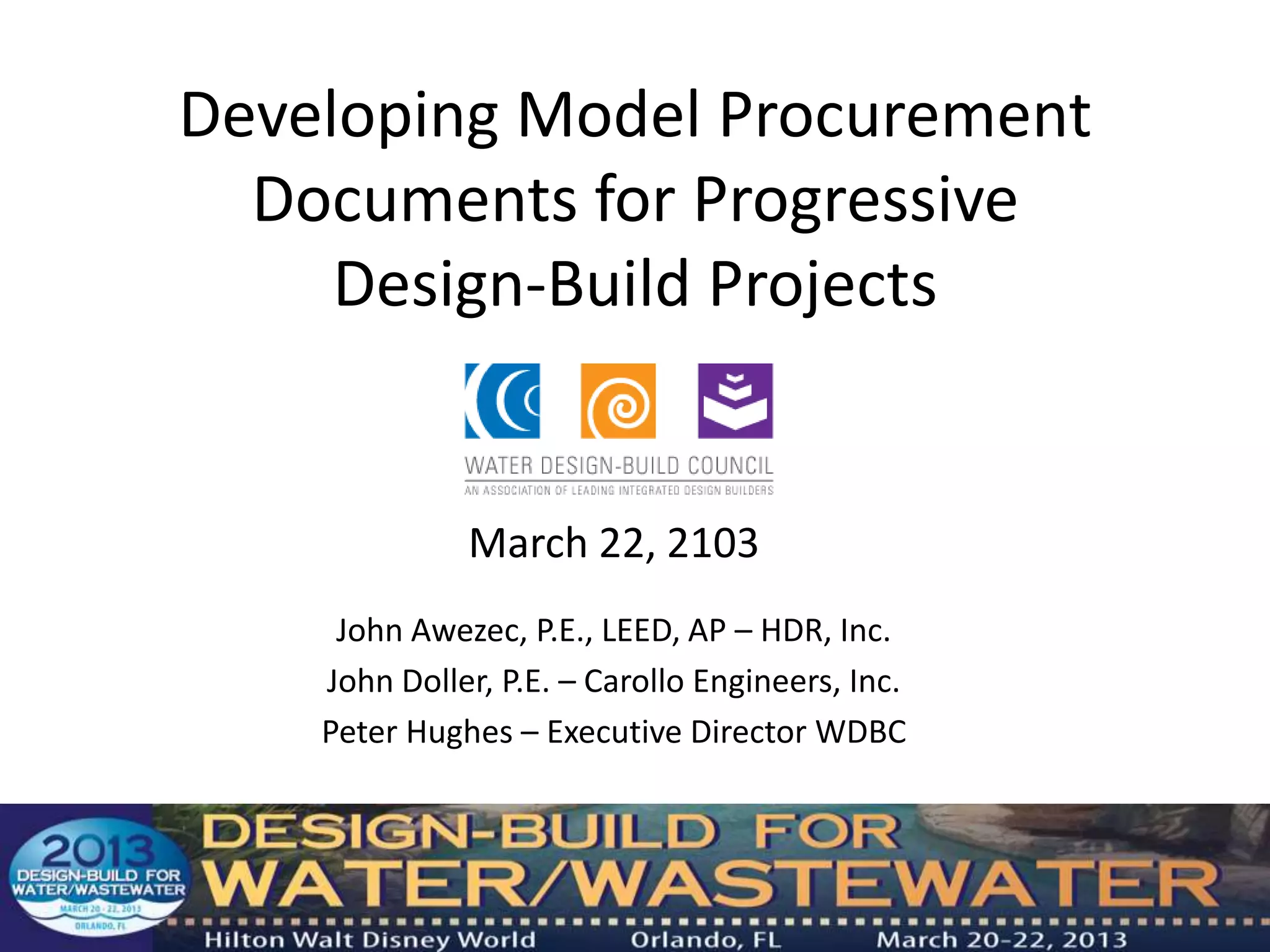 Developing Procurement Documents for Progressive Design-Build Projects ...