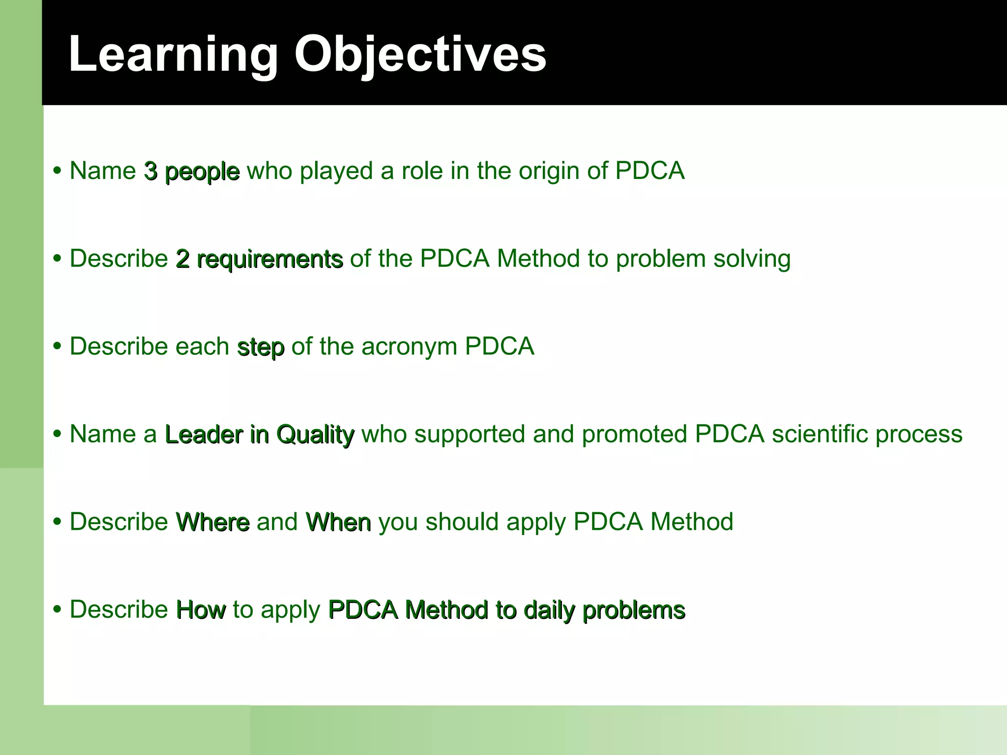 PDCA Scientific Problem Solving Method Introduction And Overview By Todd Mc Cann | PPS