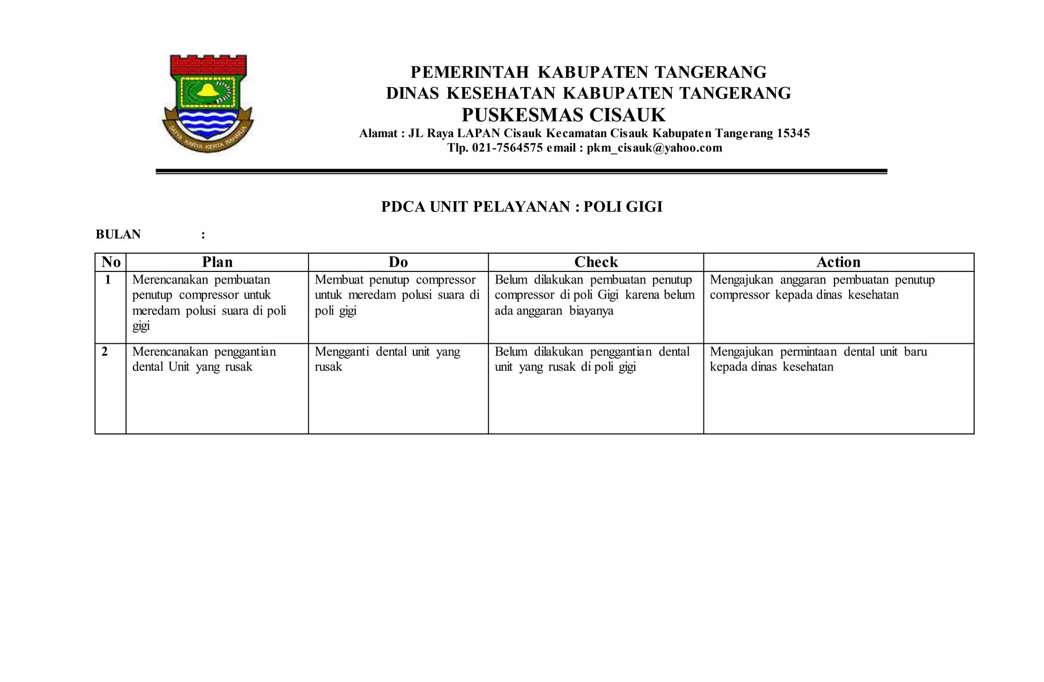 Pdca semua unit ya | DOCX