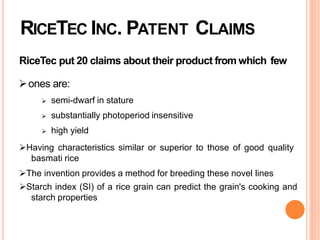 Patent rights for Basmati rice | PPT