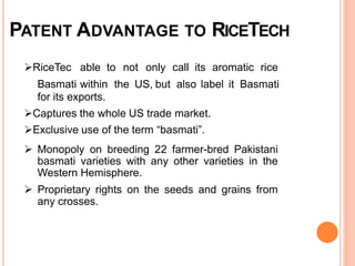Patent rights for Basmati rice | PPT