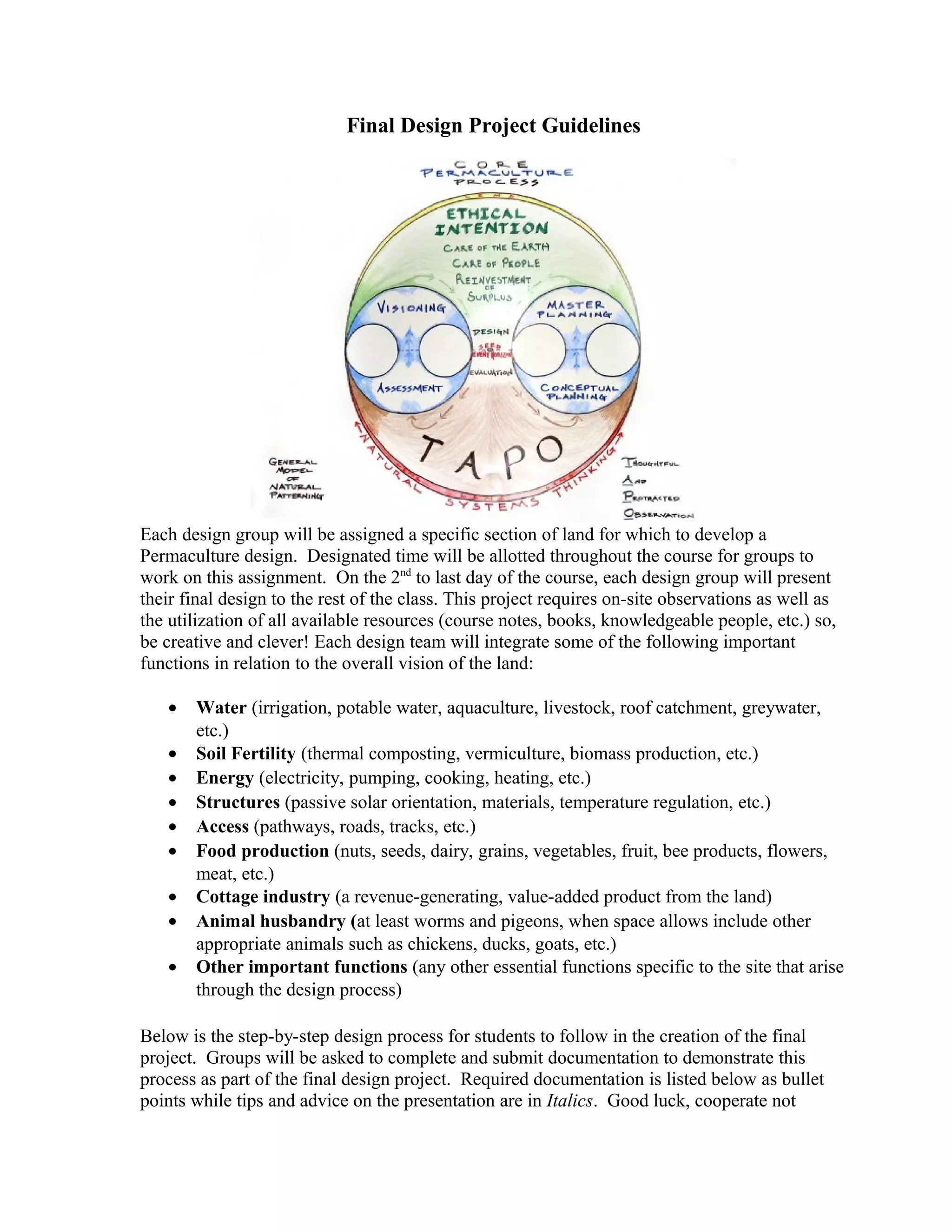 PDC project guidelines | DOC