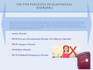 Pervasive Spectrum Disorders | KEY