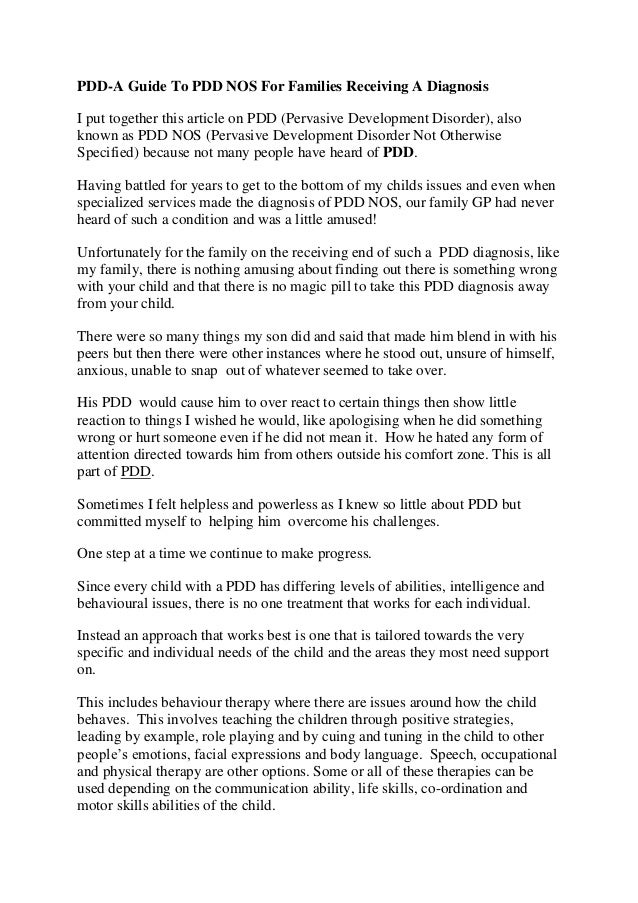 PDD-Understanding What PDD Means For Families Of Kids With PDD NOS