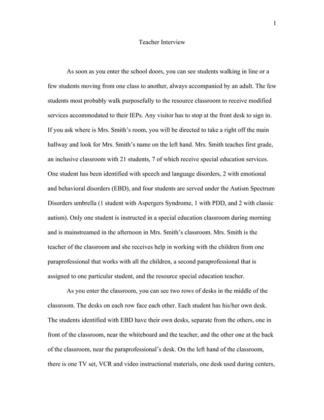 Autism: PDD Inclusive Classrom Example | PDF