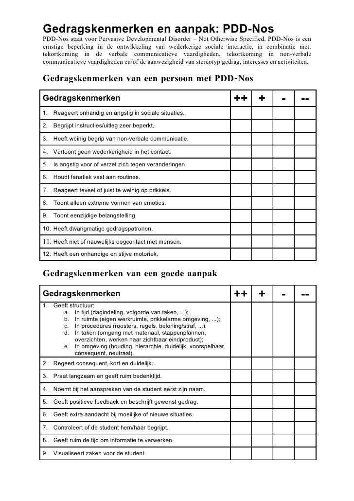 PDD-NOS - gedragskenmerken en aanpak
