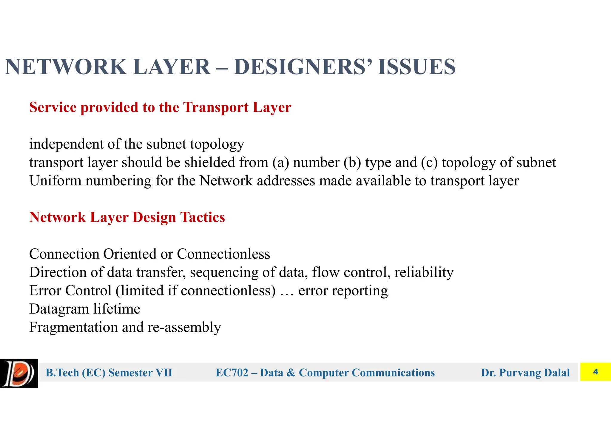 Network Layer for data computer and communication | PDF