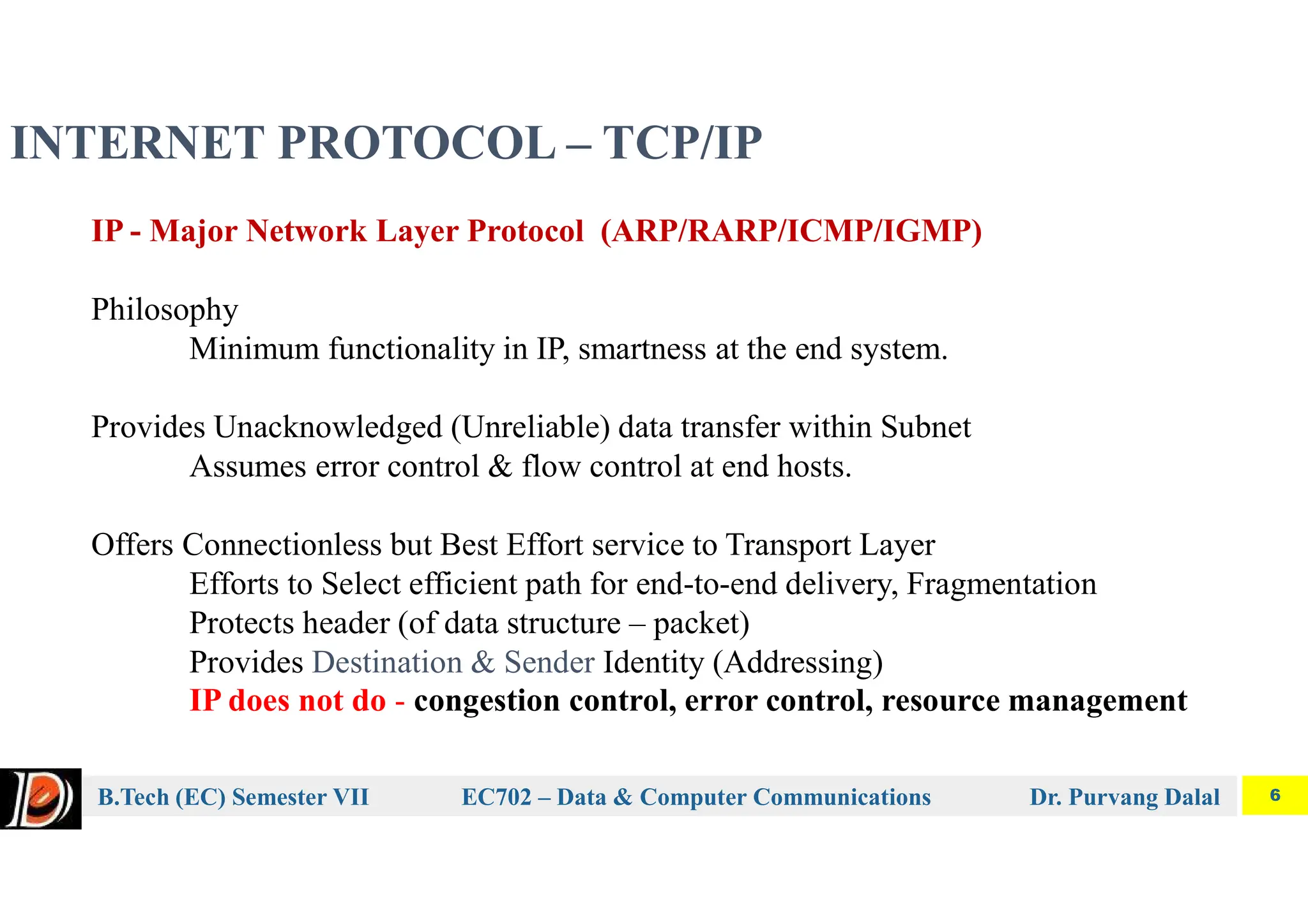 Network Layer for data computer and communication | PDF