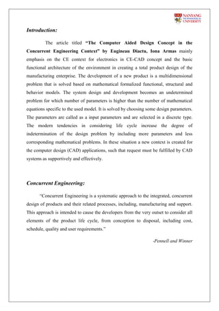 The Computer Aided Design Concept in the Concurrent Engineering Context. | PDF