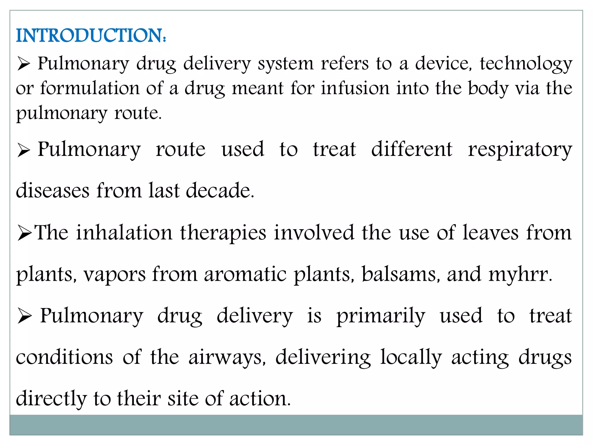 Pulmonary Drug Delivery System (PDDS) | PDF