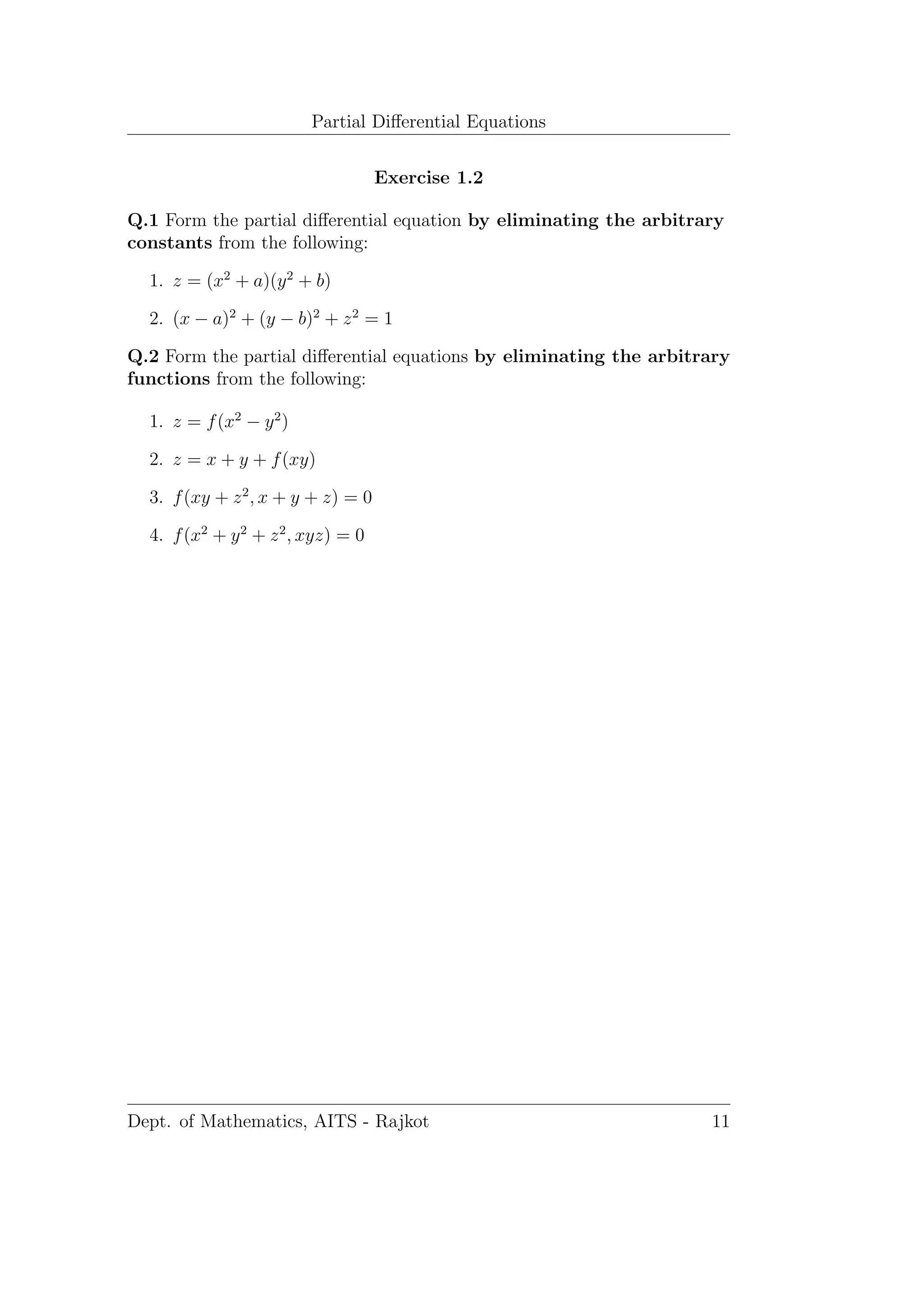 Partial Differential Equation - Notes | PDF