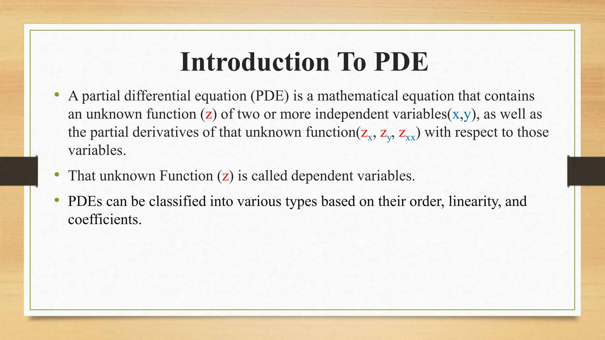 Understanding Partial Differential Equations: Types and Solution Methods | PPTX