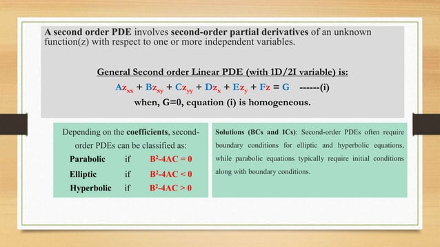 Understanding Partial Differential Equations: Types and Solution Methods | PPTX | Physics | Science