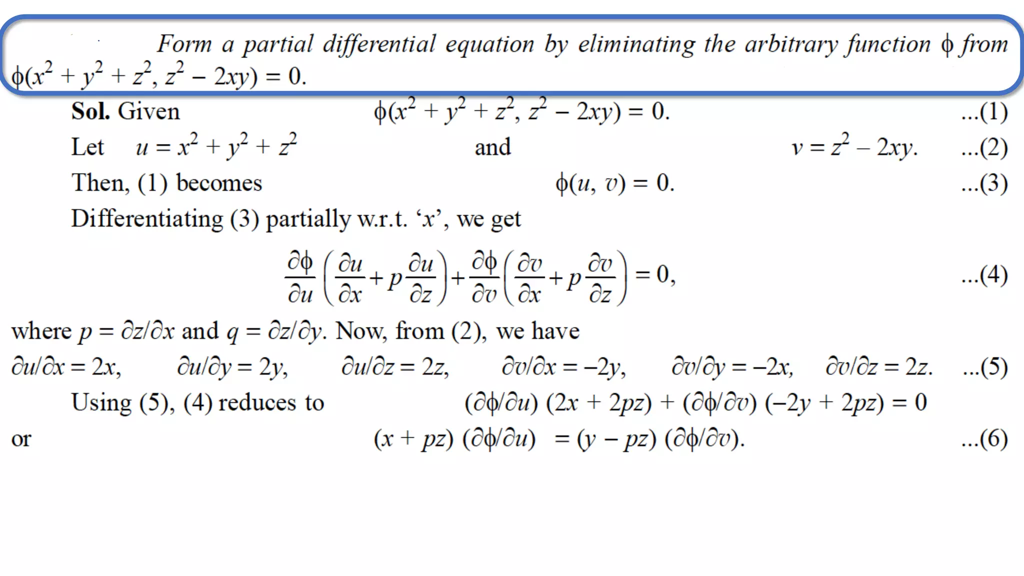 Partial Differential Equations::formation- rule 2(Elimination of ...