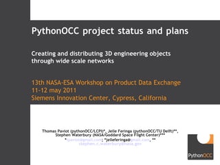 PDE2011 pythonOCC project status and plans | PPT | Web Development | Internet