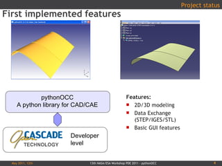 PDE2011 pythonOCC project status and plans | PPT | Web Development | Internet